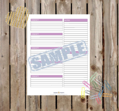 Back to School Subject Organizer - Purple - Elizabeth Etiquette