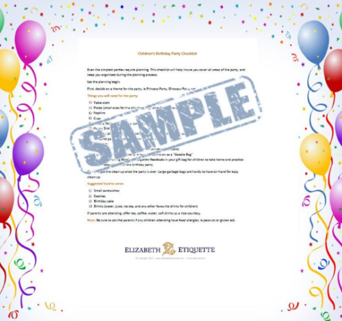 Children's Birthday Party Checklist with Etiquette Tips - Elizabeth ...